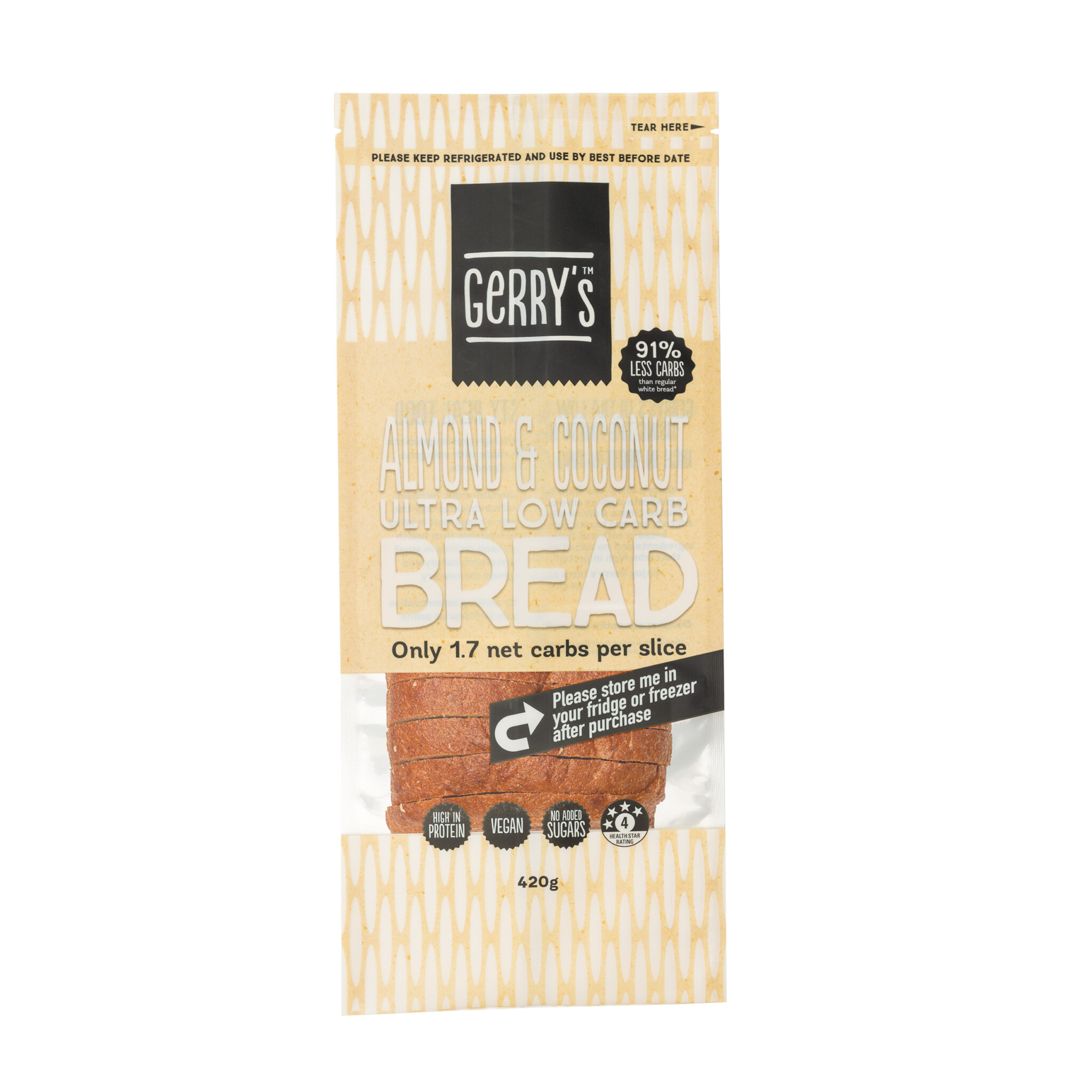 Gerry's Ultra Low Carb Almond Coconut bread